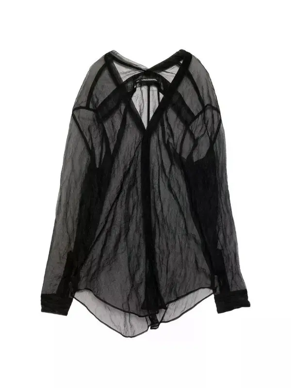 JULIUS Sheer Crinkled-effect Shirt