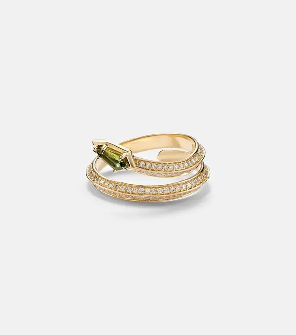 STONE AND STRAND 14kt Yellow Ring With Diamonds And Green Tourmaline - Gold