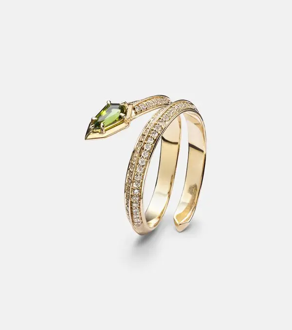 STONE AND STRAND 14kt Yellow Ring With Diamonds And Green Tourmaline - Gold