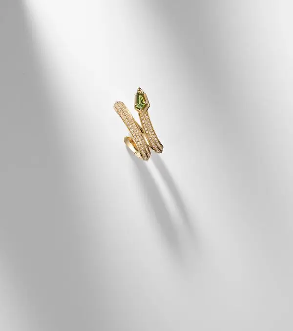 STONE AND STRAND 14kt Yellow Ring With Diamonds And Green Tourmaline - Gold