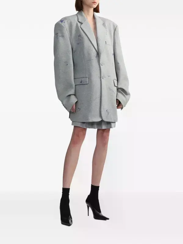 Vetements Scribble-print Pleated Skirt