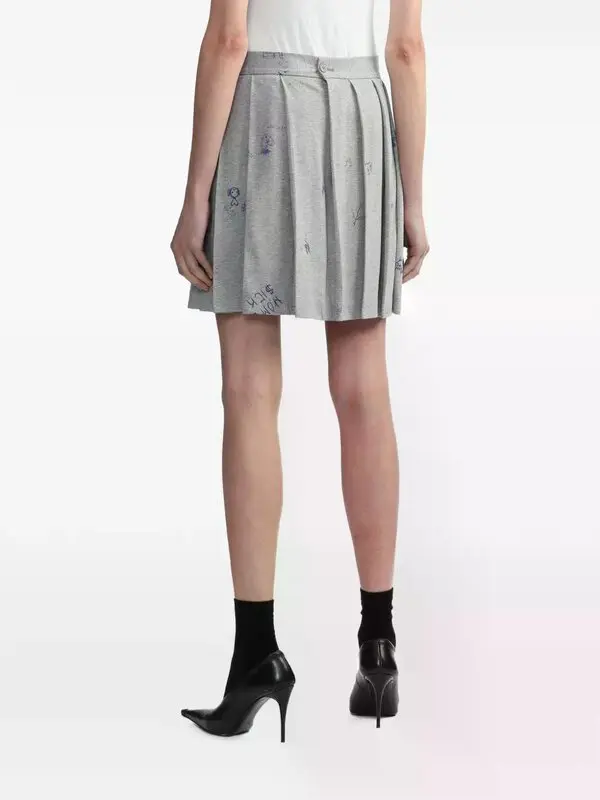 Vetements Scribble-print Pleated Skirt