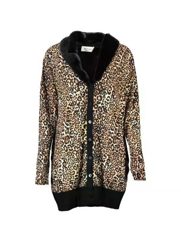 BLUGIRL Leopard-print Faux-fur Collar Cardigan