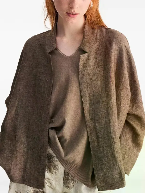 BIANCALANCIA Collarless Slub-texture Jacket