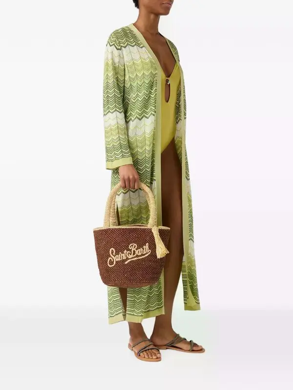 MC2 SAINT BARTH Raffia Bag With Tassel And Embroidered Logo - Brown