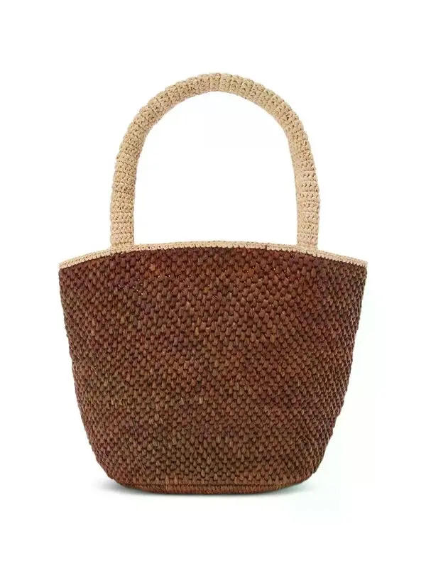 MC2 SAINT BARTH Raffia Bag With Tassel And Embroidered Logo - Brown