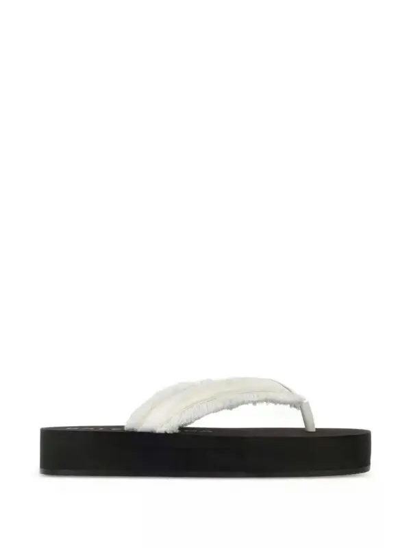 Balenciaga Jet Leg Frayed Slippers - White