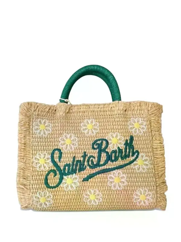 MC2 SAINT BARTH Daisy-embroidered Tote Bag - Neutrals