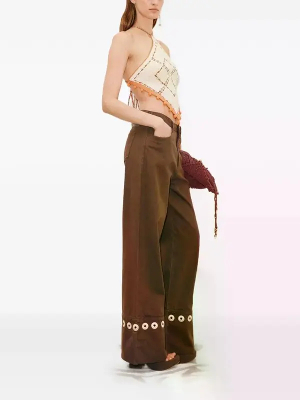 ALEMAIS Crochet-knit Pom-pom Top