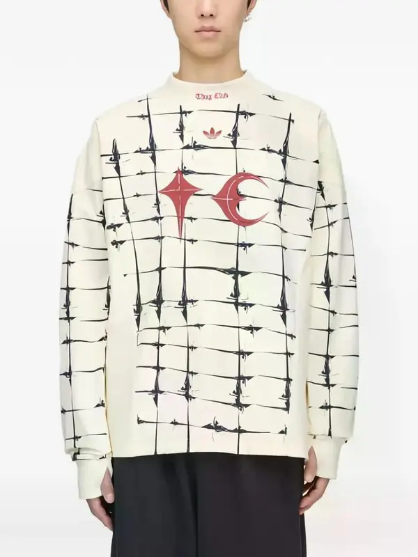 Adidas Thug Club Graphic Print Long Sleeve High Neck T-shirt - Neutrals
