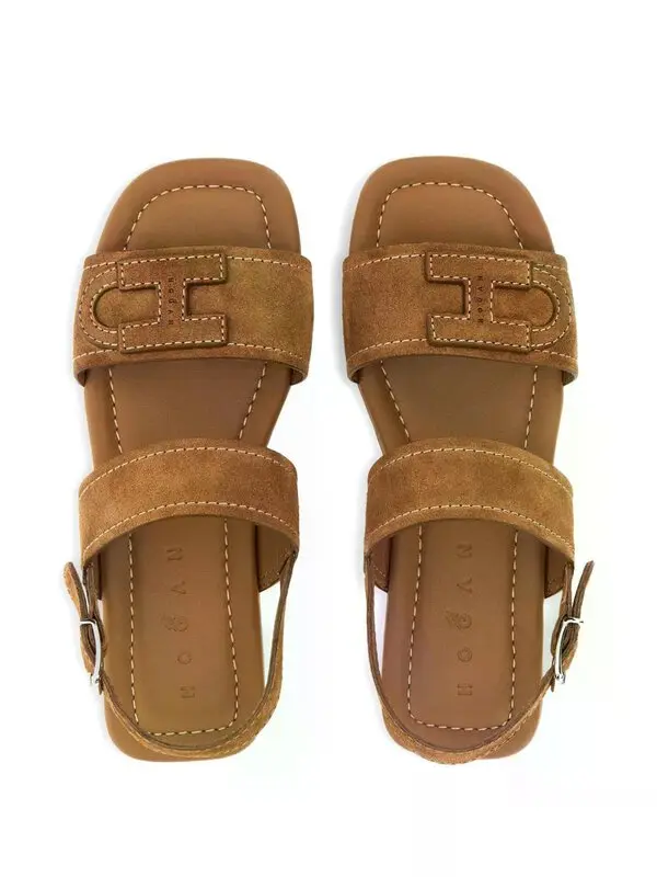 Hogan H685 Logo-appliqué Sandals - Brown