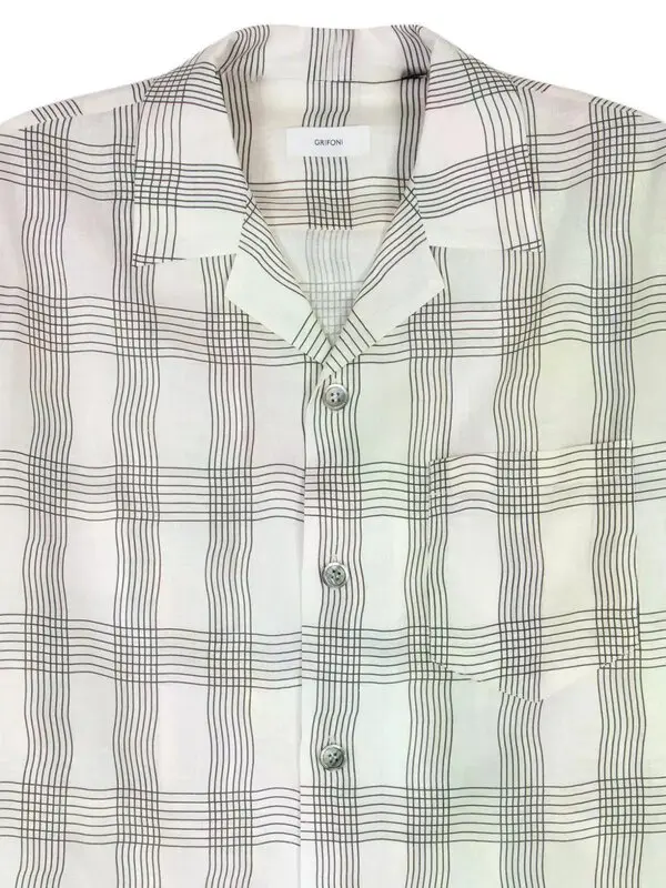 GRIFONI Check-pattern Short-sleeve Bowling Shirt - Neutrals