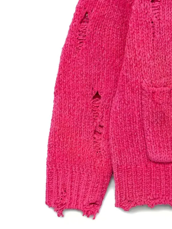 R13 Distressed Pin-embellished Cardigan - Pink