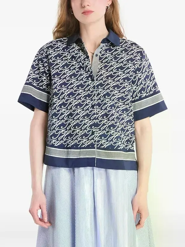 Tommy Hilfiger Monogram-print Short-sleeve Shirt - Blue