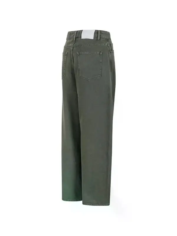 DOUUOD Wide-leg Twill Trousers - Green