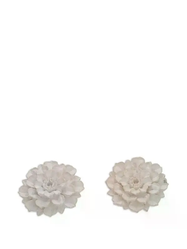 Vintage Floral-motif Clip-on Earrings - White
