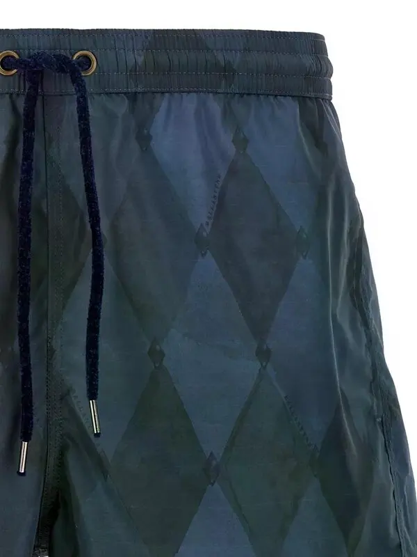 BALLANTYNE Diamond-pattern Swim Shorts - Blue