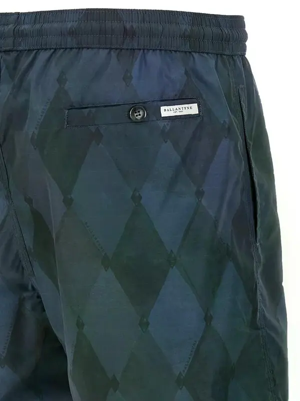 BALLANTYNE Diamond-pattern Swim Shorts - Blue