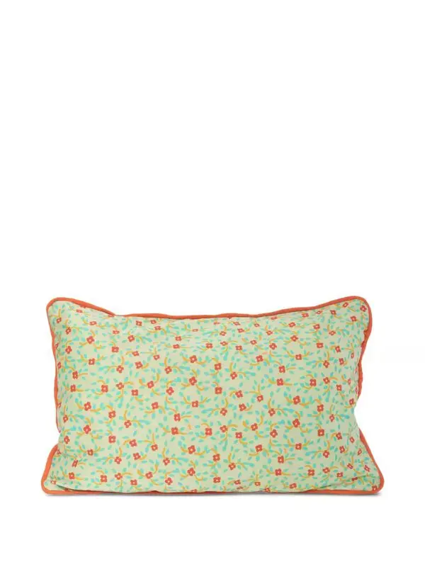 CAVALLI E NASTRI Floral-print Piped Cushion - Green