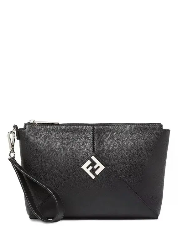Fendi Logo-plaque Pouch - Black