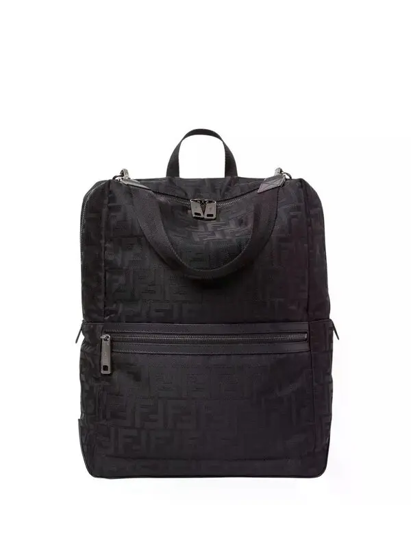 Fendi Ff-monogram Backpack - Black