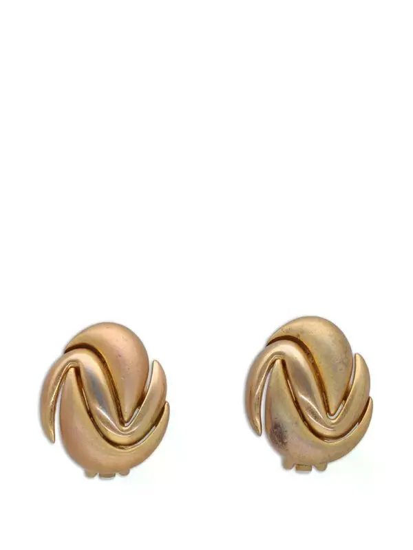 Vintage Abstract Clip-on Earrings - Gold