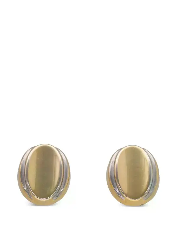 Vintage Two-tone Clip-on Earrings - Gold
