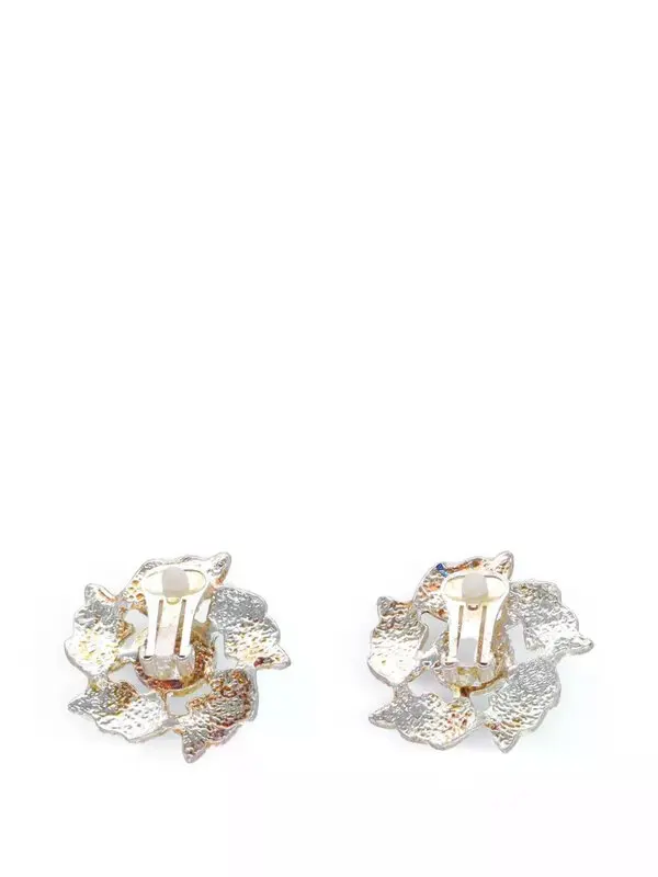 Vintage Enamel Faux-pearl Clip-on Earrings