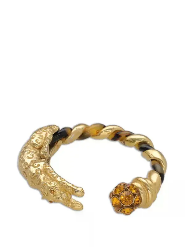 Vintage Panther-motif Twisted Cuff Bracelet - Gold