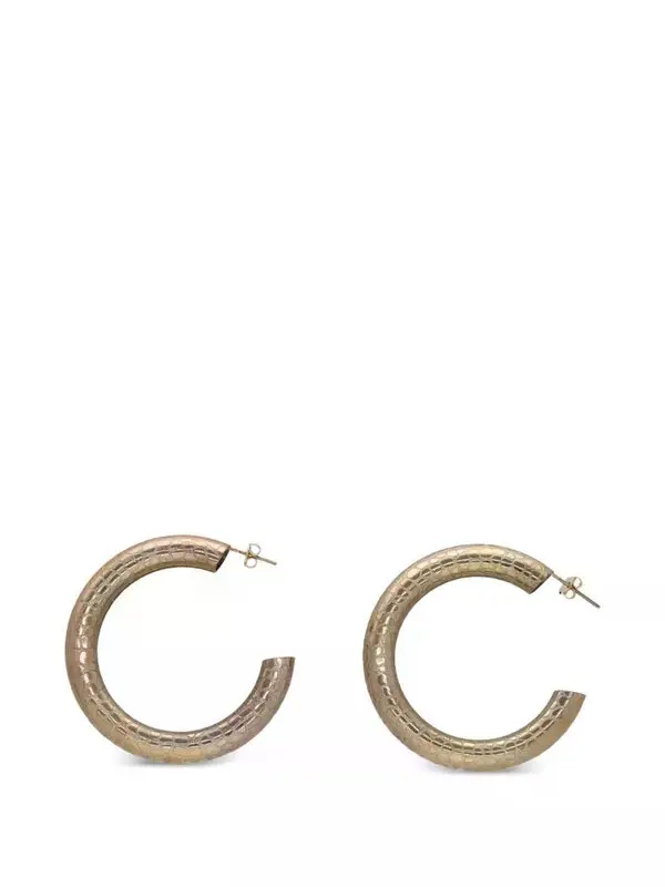 Vintage Croc-effect Hoop Earrings - Gold