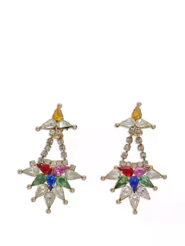 Vintage Crystal Drop Earrings - Gold