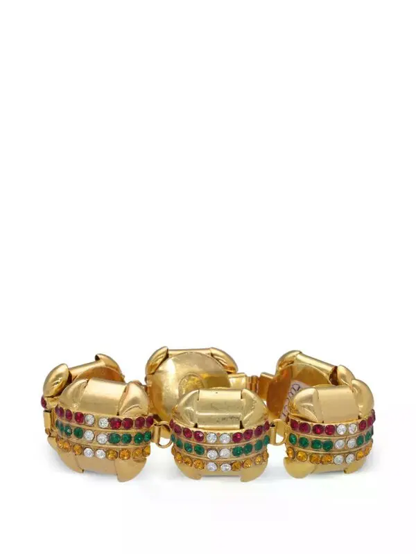 Vintage Crystal-embellished Link Bracelet - Gold
