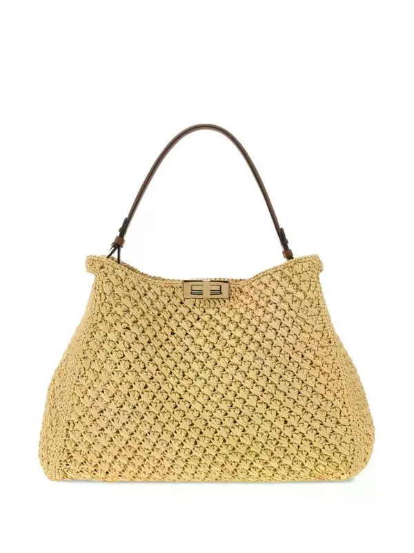 Fendi Woven Raffia Shoulder Bag - Neutrals