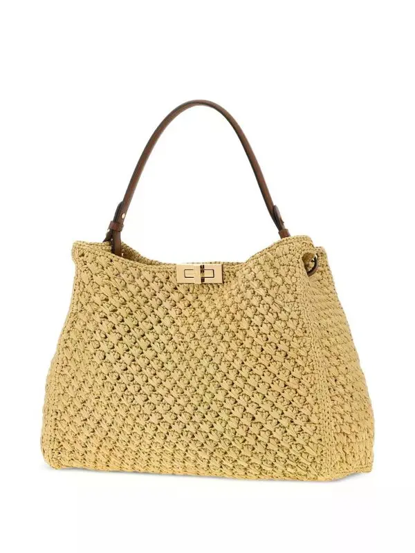 Fendi Woven Raffia Shoulder Bag - Neutrals