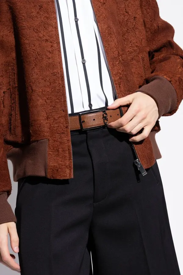 FERRAGAMO Reversible Leather Belt - Brown