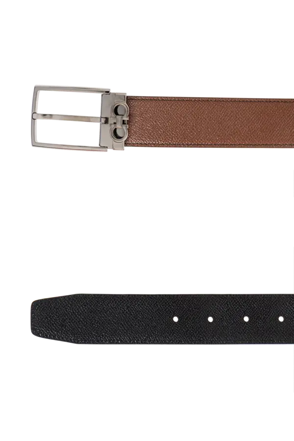 FERRAGAMO Reversible Leather Belt - Brown
