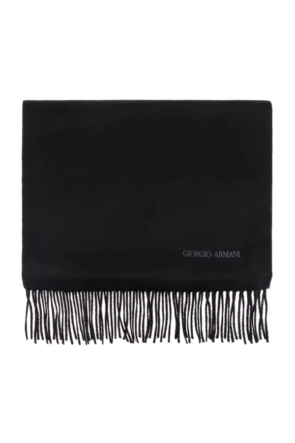 Giorgio Armani Cashmere Scarf With Fringes - Black