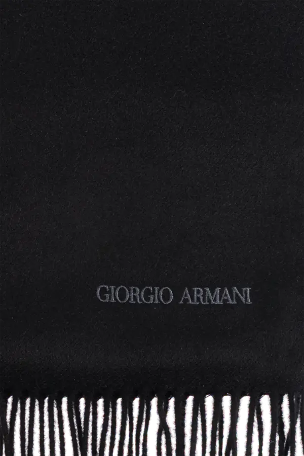Giorgio Armani Cashmere Scarf With Fringes - Black
