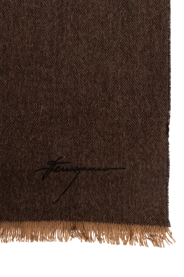 FERRAGAMO Cashmere Scarf With Embroidered Logo