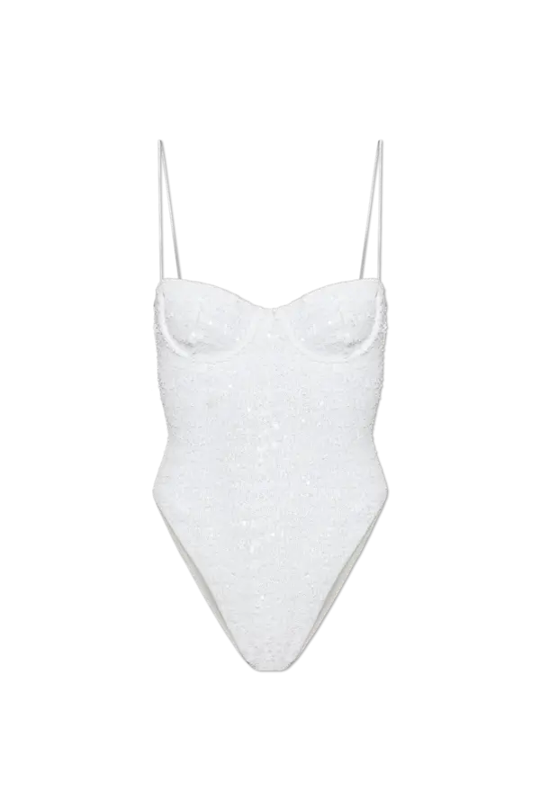 Oseree Sequin One-piece Swimsuit - White