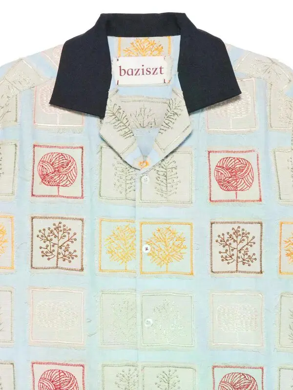 BAZISZT Embroidered Patchwork Shirt