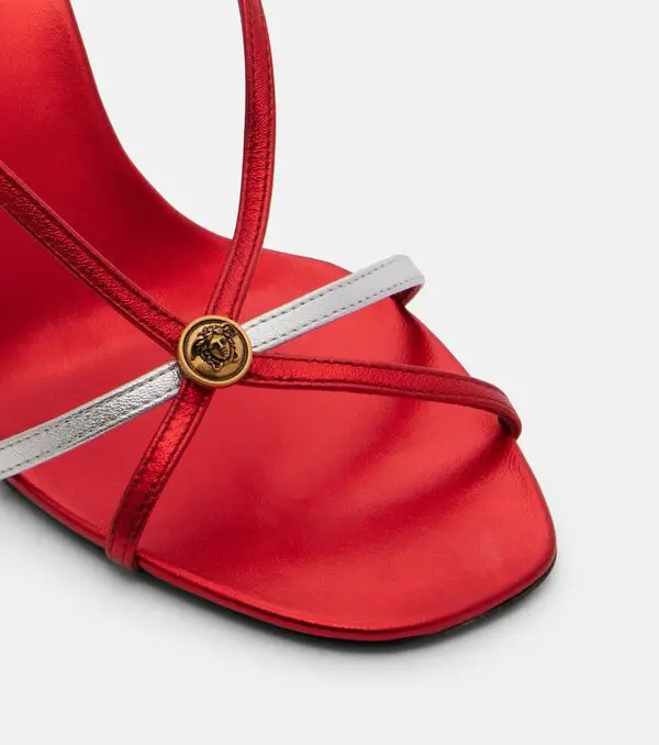 Versace Valentina Leather Slingback Sandals - Red