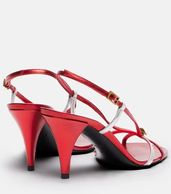 Versace Valentina Leather Slingback Sandals - Red