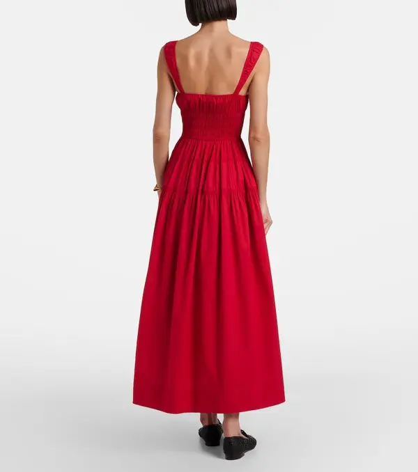 DÔEN Clover Shirred Cotton Poplin Maxi Dress