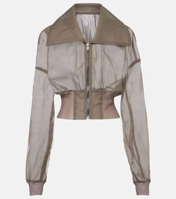 Rick Owens Dracucollar Tulle And Organza Bomber Jacket - Grey