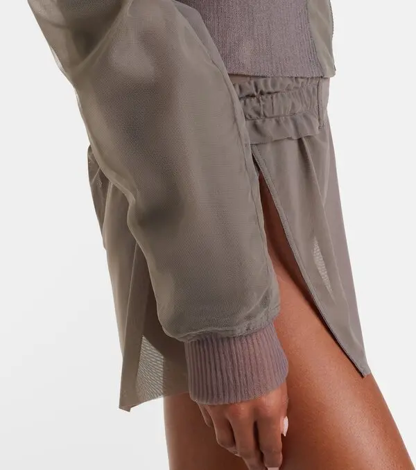 Rick Owens Dracucollar Tulle And Organza Bomber Jacket - Grey
