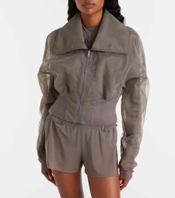Rick Owens Dracucollar Tulle And Organza Bomber Jacket - Grey