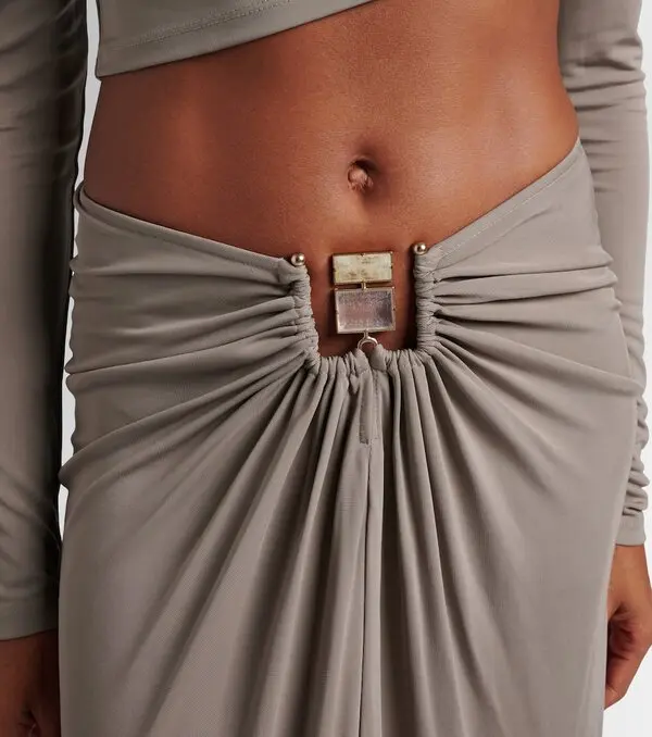 Christopher Esber Bezel Quartz Gathered Jersey Maxi Skirt - Grey