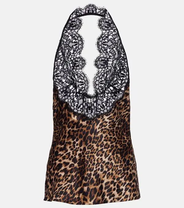 NILI LOTAN Teo Leopard-print Silk Satin Top