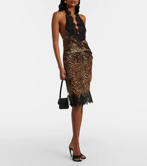 NILI LOTAN Teo Leopard-print Silk Satin Top